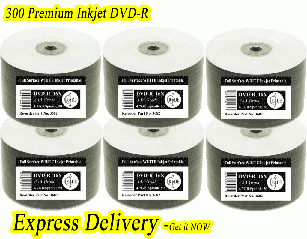 300 DVD-R 16x Full-Face Printable RitekOEM Ref: 3682 – Optical-Disc Supplies Ltd ** for B2B ...