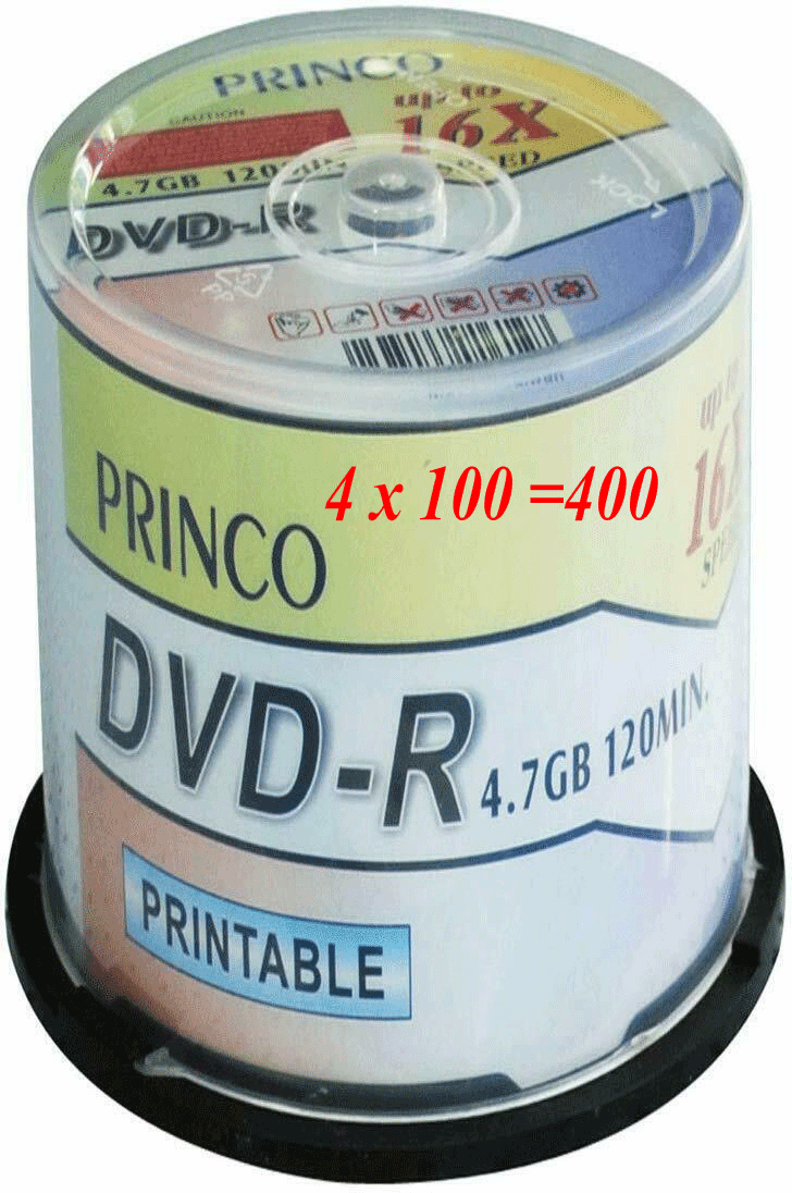 100 Princo AAA-Grade Full-Face Printable 16x DVD-R – Bulk buy DISCOUNT will appear on Cart and ...